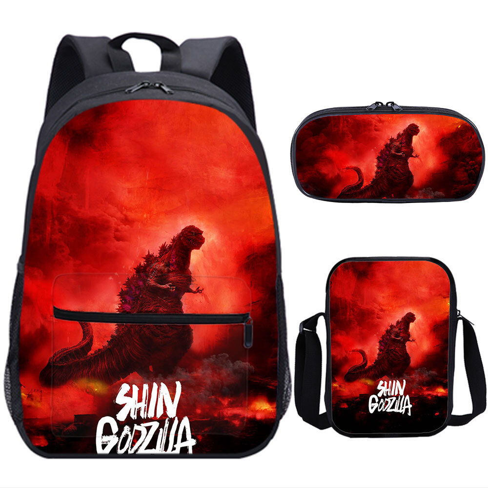 Школьный рюкзак Godzilla Vs King Kong, пенал, сумка-тройка, 17-дюймовый рюкзак для детей начальной школы