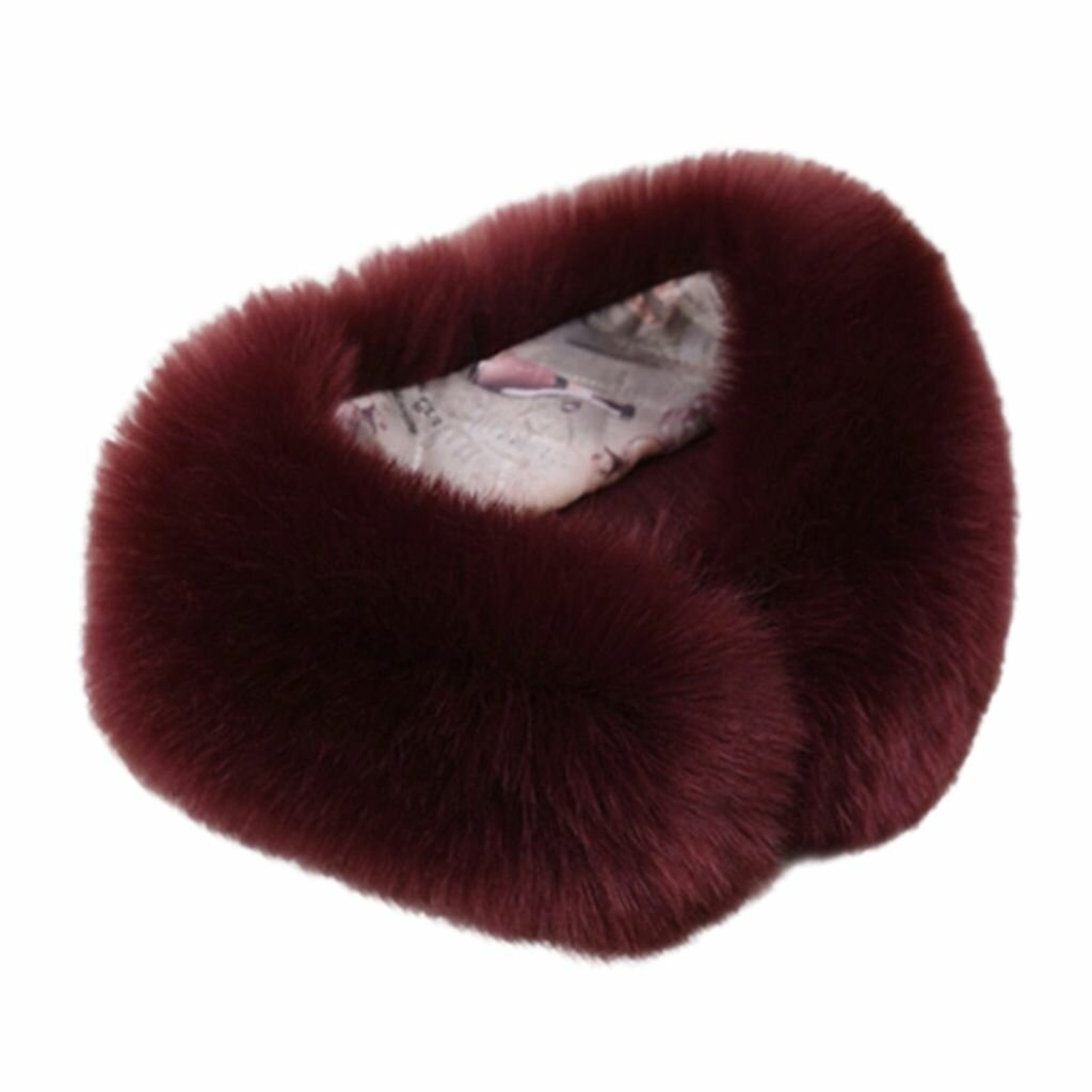 Нагрудник с круглым меховым воротником и зимним теплым артефактом-винно-красный