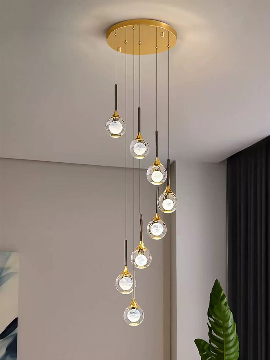 Роскошная длинная люстра, длинная люстра для кухни, длинная люстра для гостиной, 8 головок, LED, 80 Вт