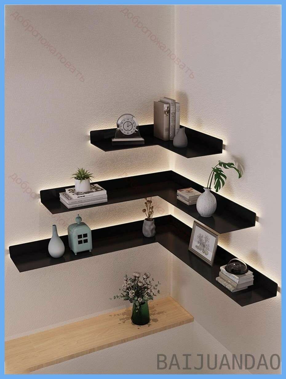 Полка Настенная Прямая, металлическая, Со Светодиодным Освещением