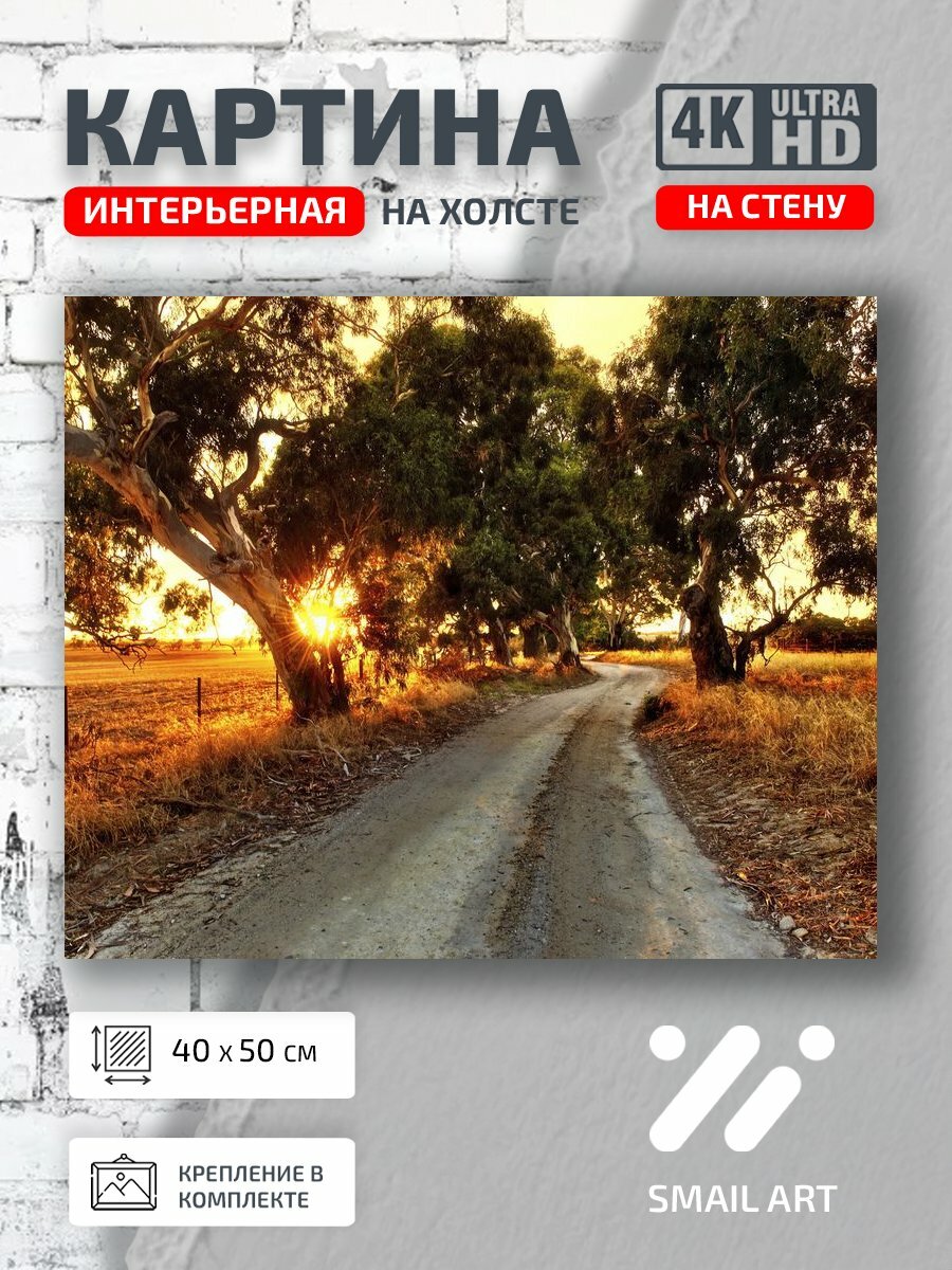 Картина на холсте интерьерная 40 на 50 на стену Дорога Landscape для офиса пейзаж интерьер