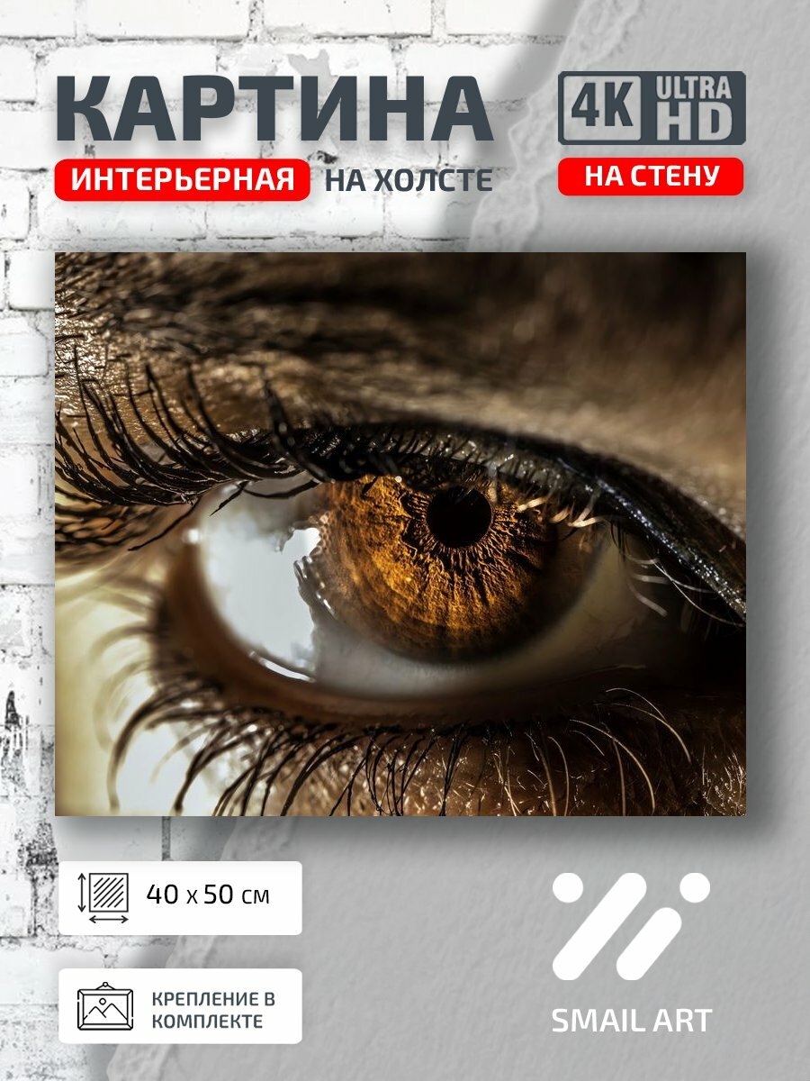 Картина на холсте интерьерная 40 на 50 на стену Ресницы Macro для студии макро интерьер