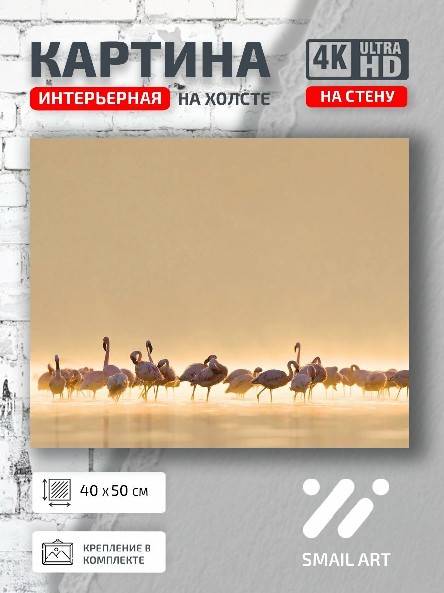 Картина на холсте интерьерная 40 на 50 на стену Фламинго Mood для офиса атмосфера интерьер