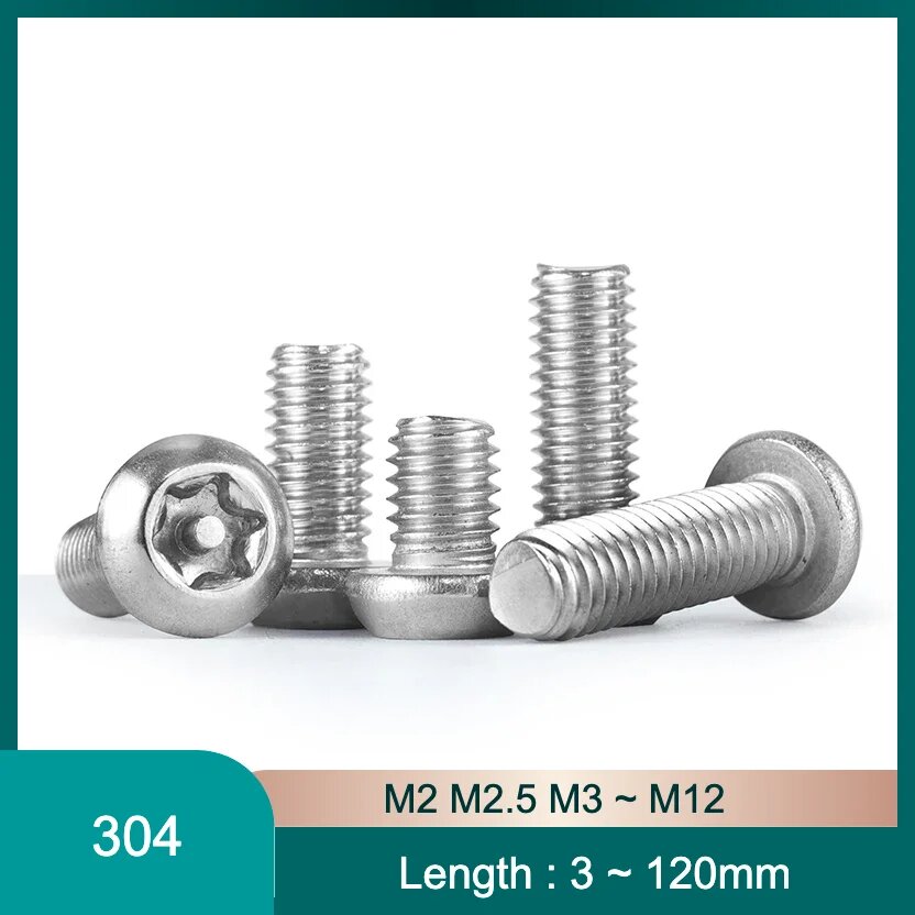 Защитные болты Torx из нержавеющей стали M2-M12 M5 (10Pcs), 20 мм