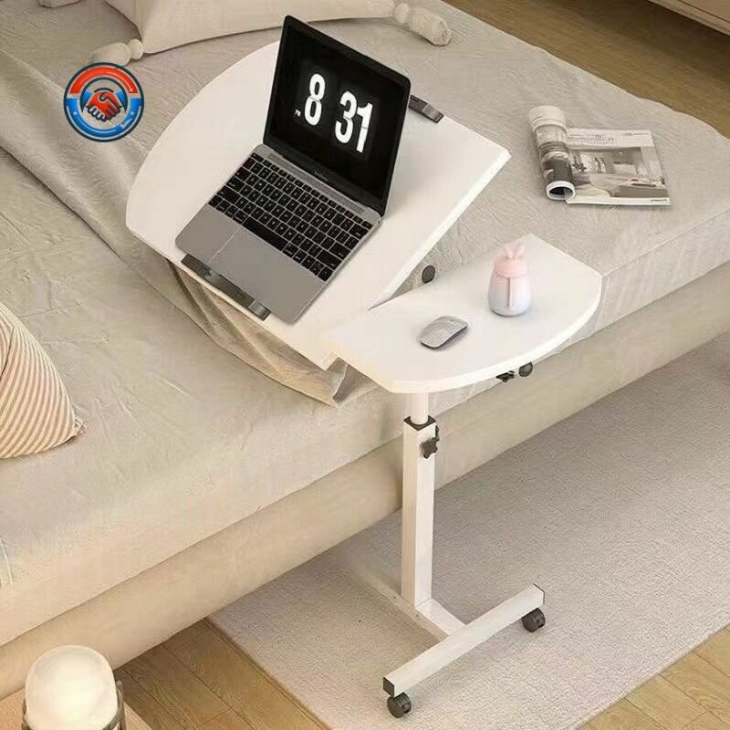 Приставной столик-трансформер с регулируемой высотой и наклоном, складная прикроватная подставка на колёсиках для домашнего офиса, дивана и кровати, компактный мобильный стол-поднос