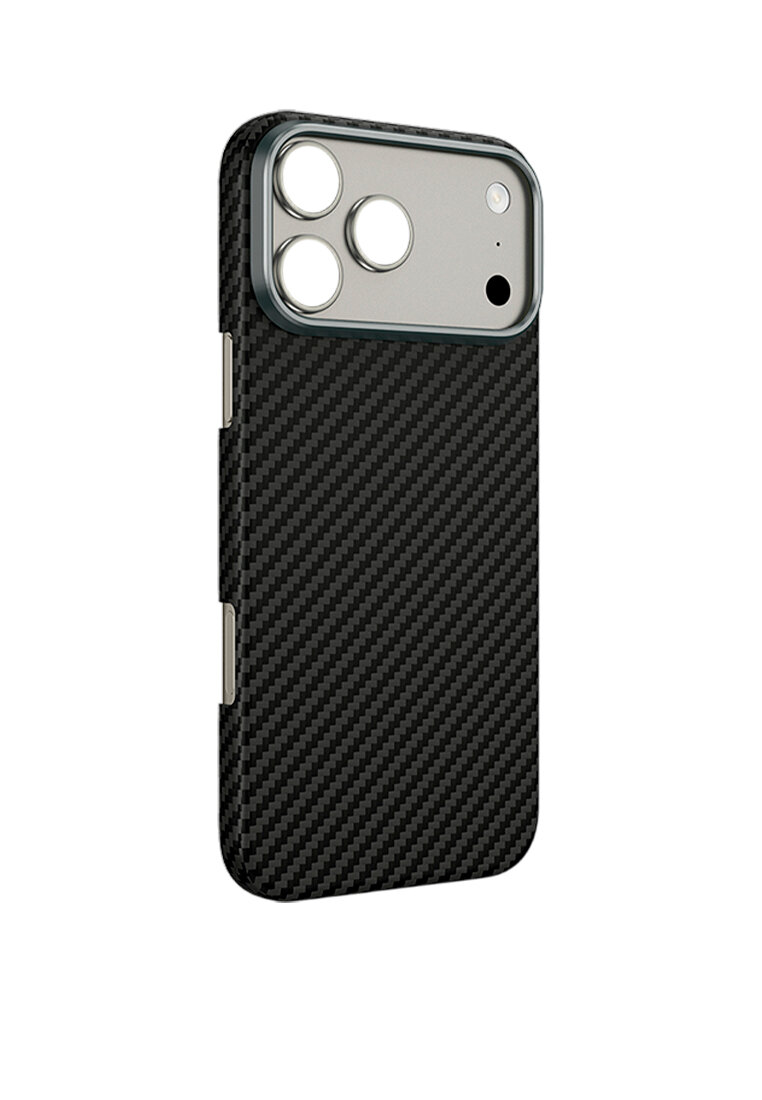 Чехол iPhone 17 Pro Max KEEPHONE KEVILAR DIAGO MagSafe Карбон арамидное волокно 1500D, 38 шт. магнитов N52-10Н - Черный