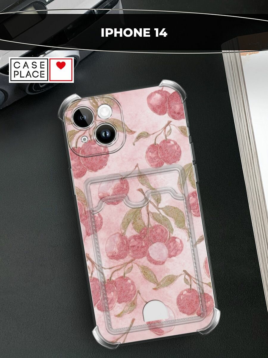 Чехол на Apple iPhone 14 (Айфон 14) с картой и принтом Сливы