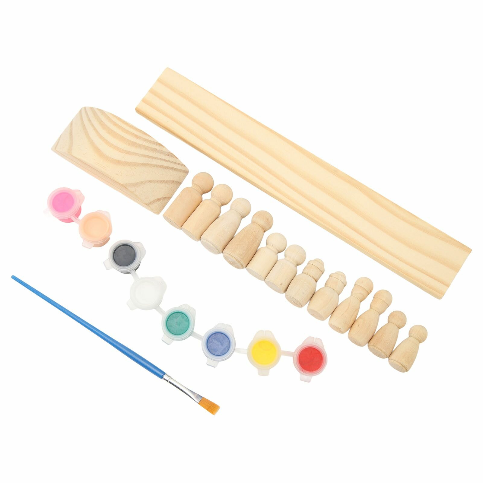Деревянная игрушка для балансировки и подсчета с неокрашенными куклами и 8 цветами краски для детей