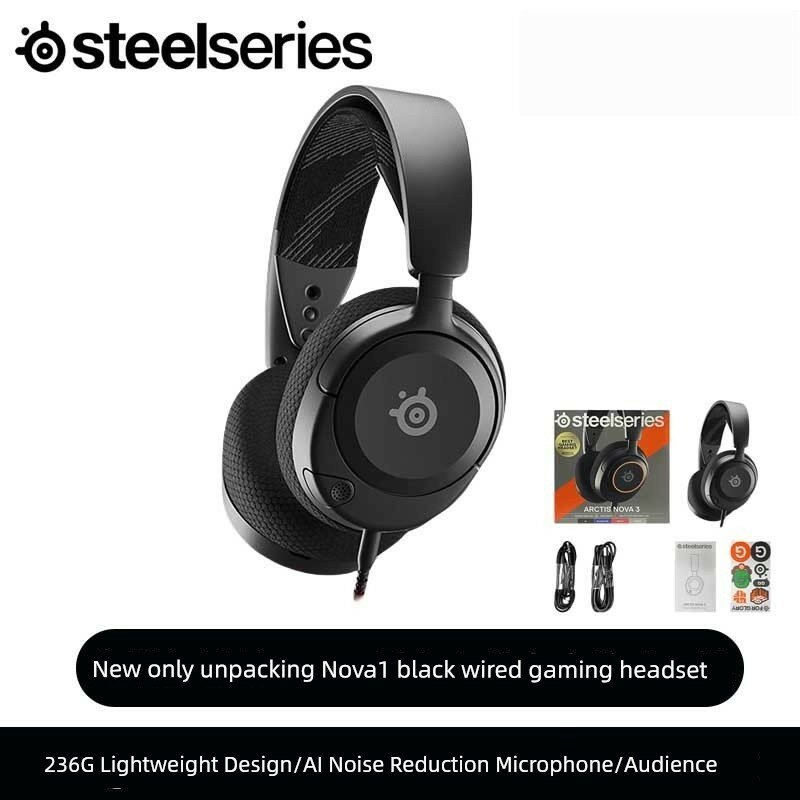 SteelSeries NOVA 1 Беспроводная гарнитура черного цвета с аудиокартой NOVA1, высококачественный звук, новый не вскрытый