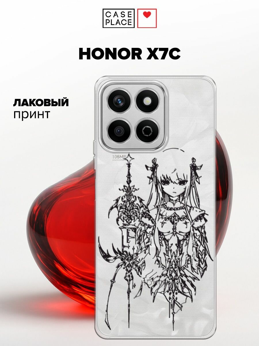 Силиконовый чехол на Honor X7C / Хонор X7C с принтом Аниме девушка с мечом