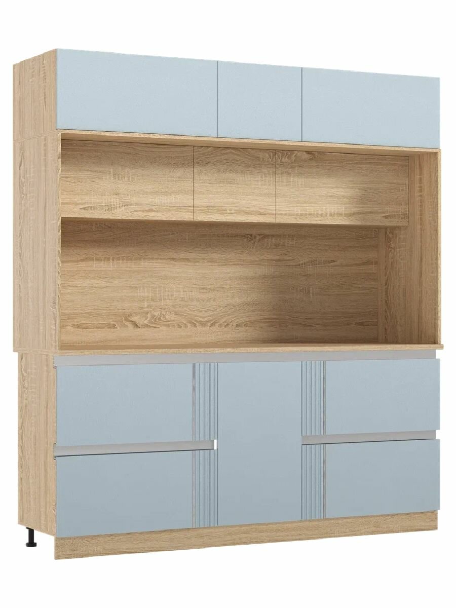 МДФ Кухня Карина Центральная секция 2050 (с местом под МП) (Пластер Скай, Сонома)