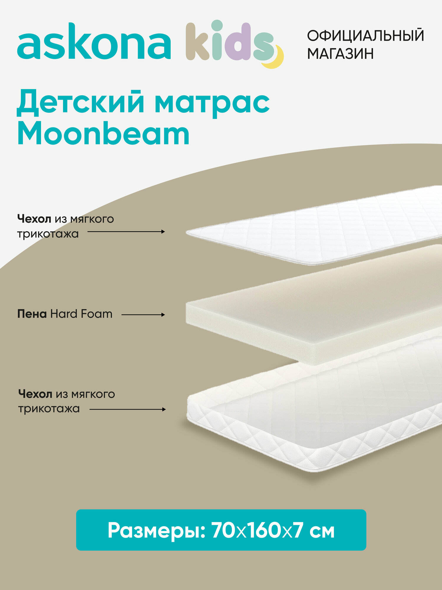 Матрас Askona kids / Аскона 70х160 Moonbeam Ортопедический / Анатомический — фото 1