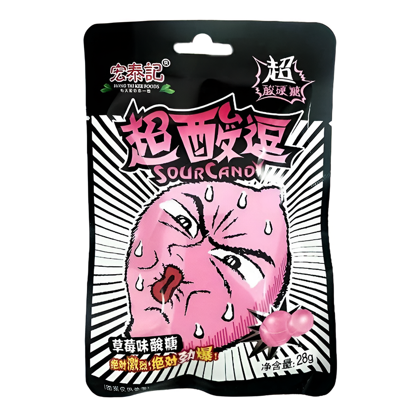 Hong Tai Kee Foods леденец супер кислый со вкусом клубники 28 гр