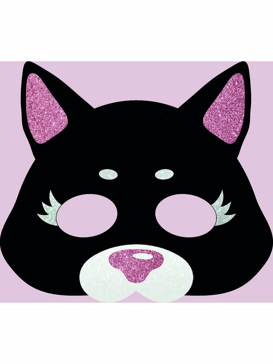 Фетровая маска "Кошечка", с аппликацией, для Нового года, фетр