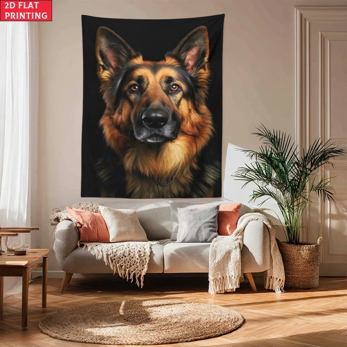 Настенный гобелен с портретом немецкой овчарки, полиэстер, 1 шт. 150x200cm59x79in