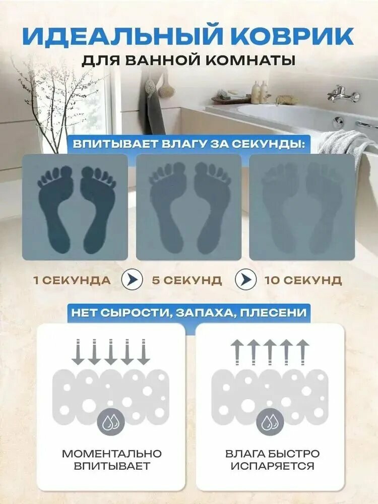 Коврик 40x60 см3D визуальная ловушка для диатомовой грязи коврик для ванной комнаты нескользящий коврик для пола — фото 1