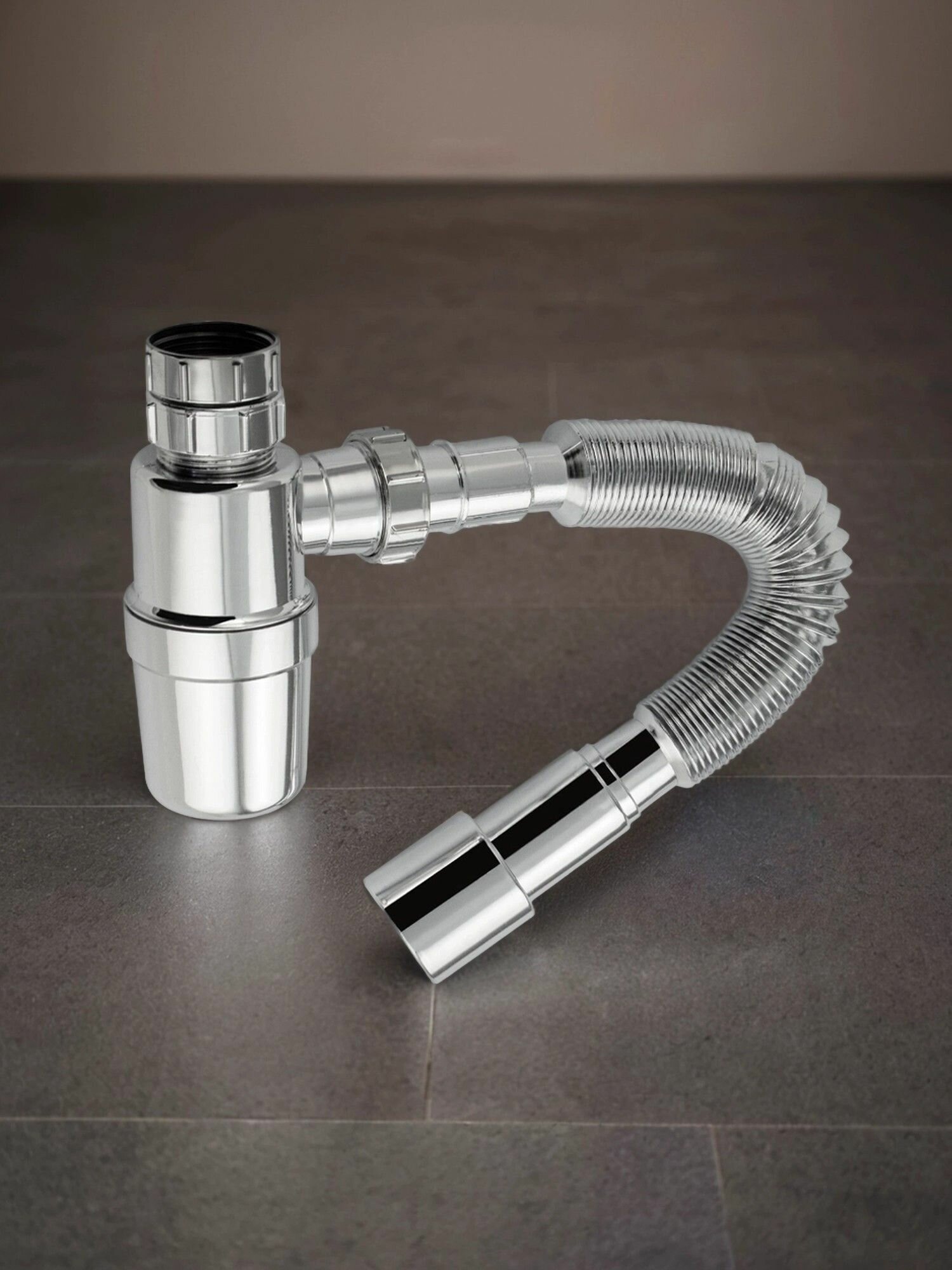 Сифон сливной санакс 8004 хром для мойки и раковины с гофрой без горловины