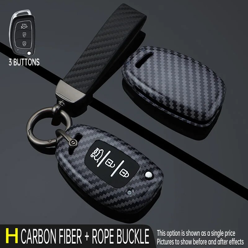 Чехлы для ключей из углеродного волокна, защитный чехол для Hyundai Tucson Santa Fe Rena Sonata Elantra Creta Ix35 Ix45 I10 I30 I40, аксессуары 3 buttons Set3