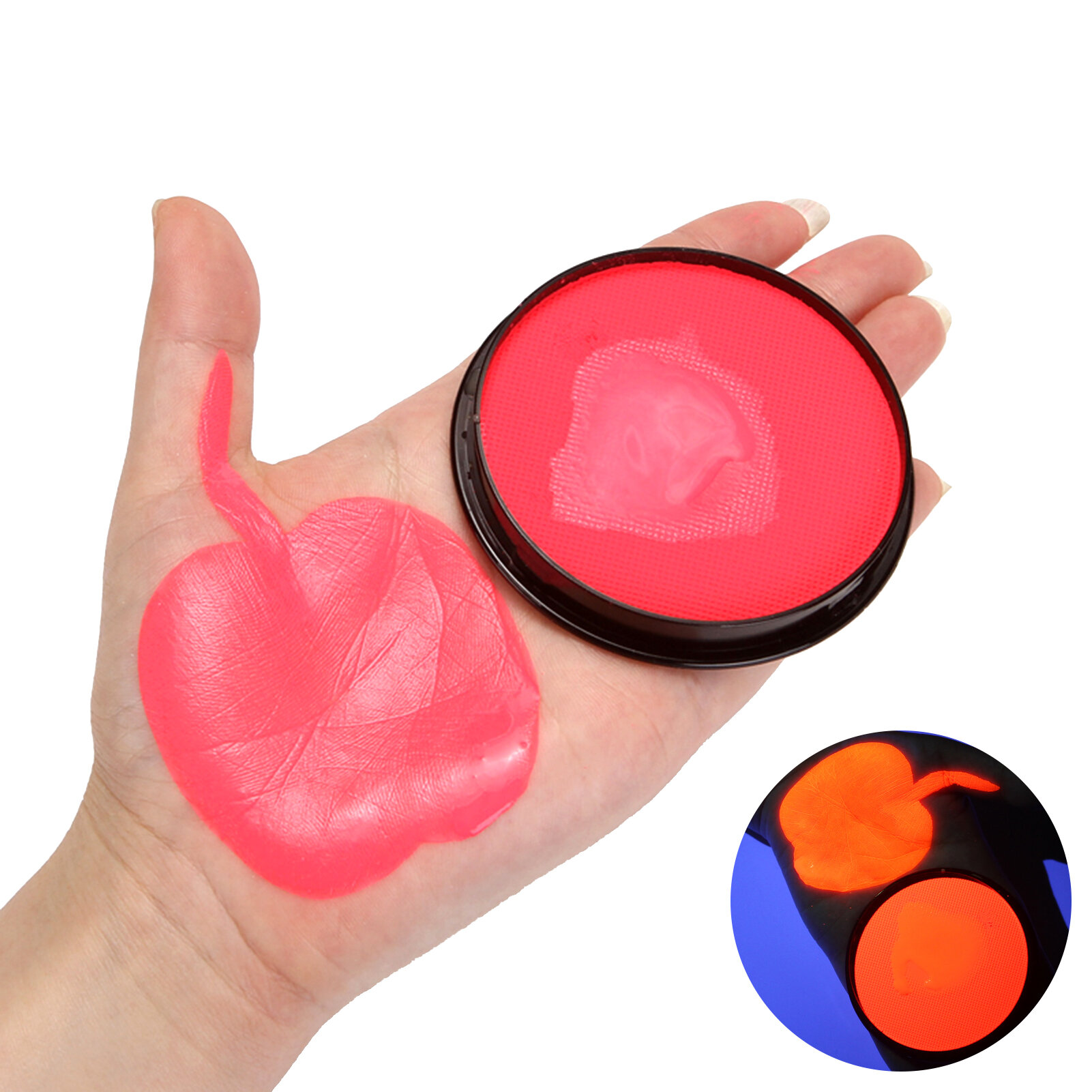 Краска для лица и тела UV Черный свет Неонная флуоресцентная Светящаяся Краска Водная Основа Макияж Пигмент Безопасная Легко убираемая Для детей Взрослые Хэллоуин Косплей Костюм Цвет: Желтый/Синий/Зеленый/Красный/Фиолетовый/Розовый/Оранжевый (по выбору)