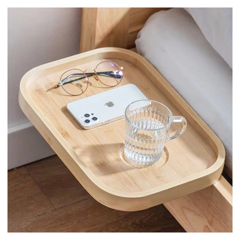 Полка для изголовья кровати, Полка для края из массива дерева в спальне, Без сверления, Полка для хранения кровати, Креативная доска для хранения B