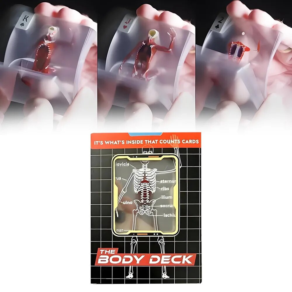 Олода карт Body Deck Funny Anatomy Poker прозрачные образовательные карты с 3D-изображениями
