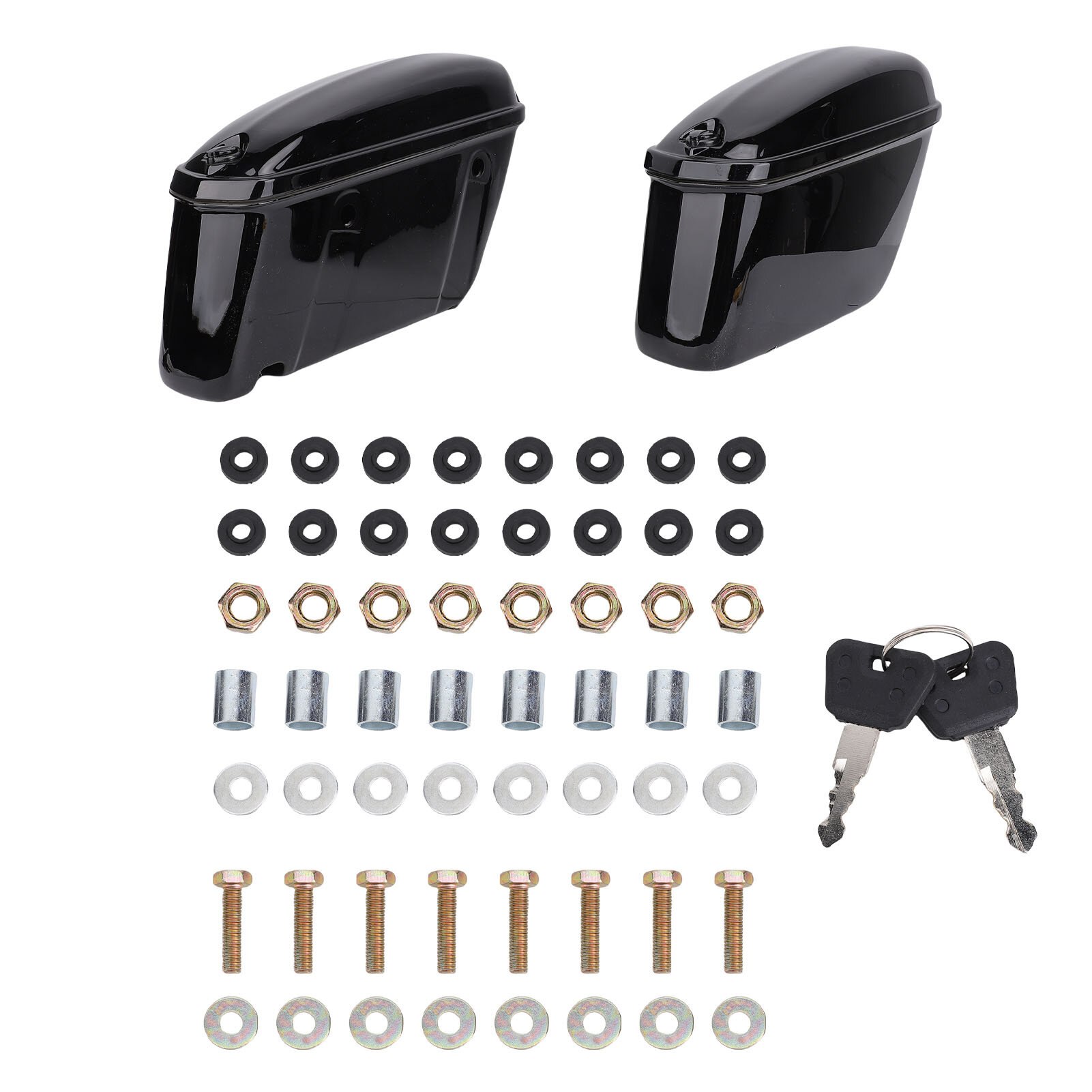 Жесткие боковые кофры мотоцикла 22л, ABS пластик, с замком, глянцевый черный