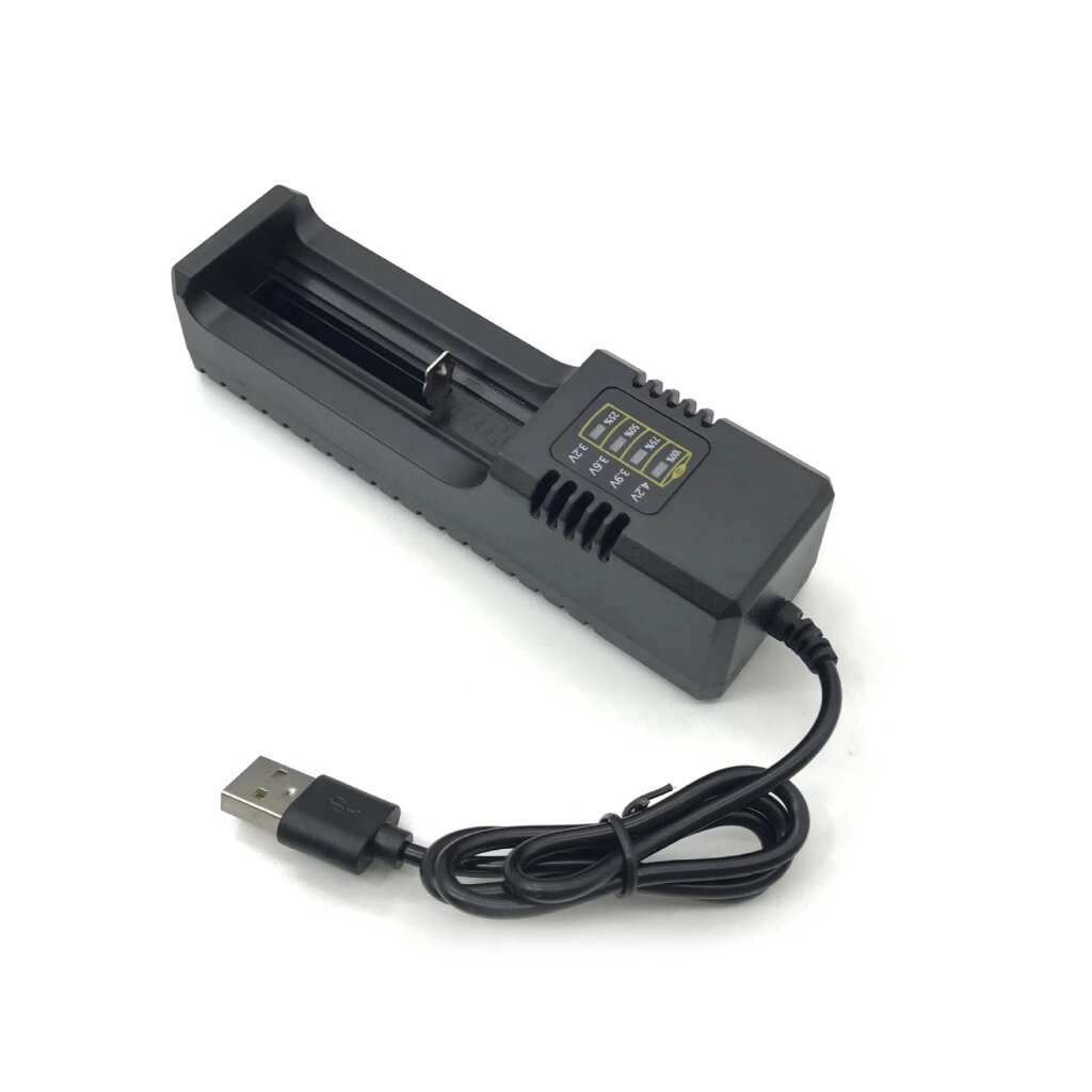 Зарядное устройство USB 3,7 В, совместимое с зарядным устройством для литиевых батарей 18650, 26650, 16340, входом USB и светодиодными индикаторами зарядки.