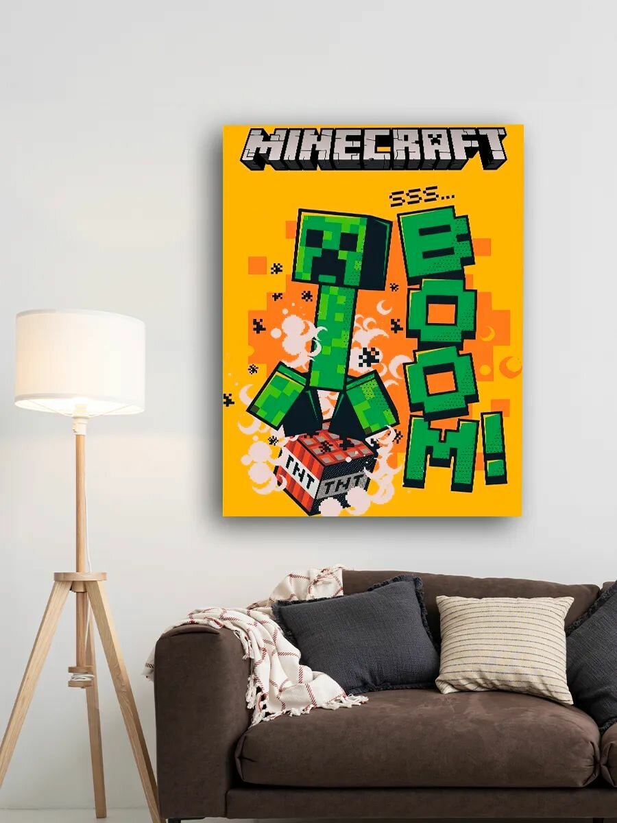 Постеры на стену для интерьера Minecraft Крипер, плакат 1шт, А2 размер. — фото 1