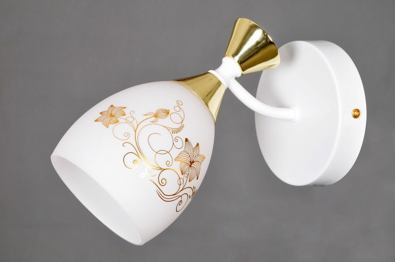 Бра KL1053/1A 1xE14 60Вт белая со стеклянным плафоном