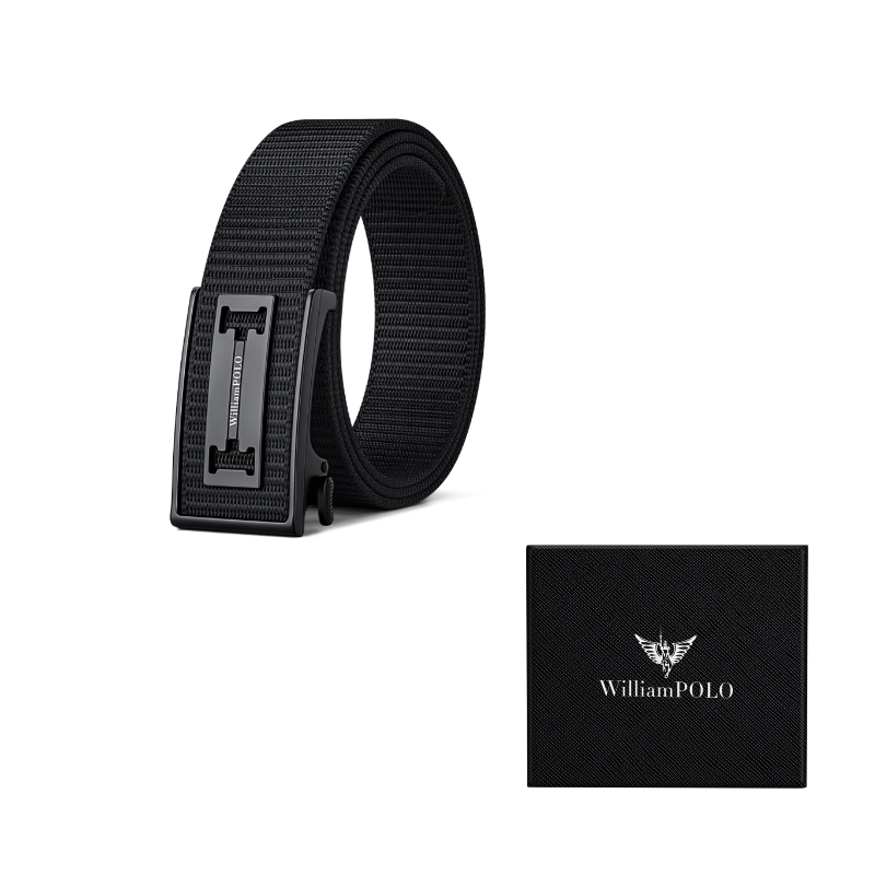 WilliamPOLO Fabric Belt Men's Black 3.5cm Width 110
