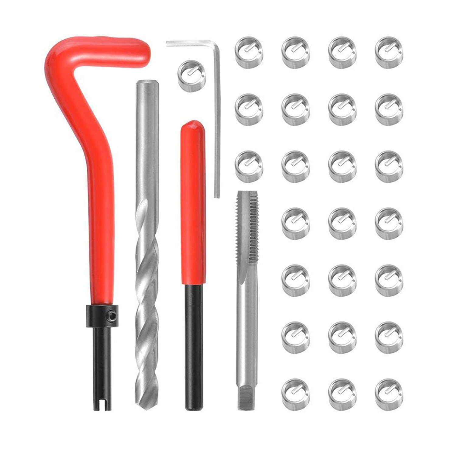 Набор для ремонта резьб метрической 30 шт M3 M4 M7 M9 M11 Helicoil Car Pro Coil Tool M9*1.25 из стали серебристый 25 резьб размер упаковки 18*12*3cm вес 150g