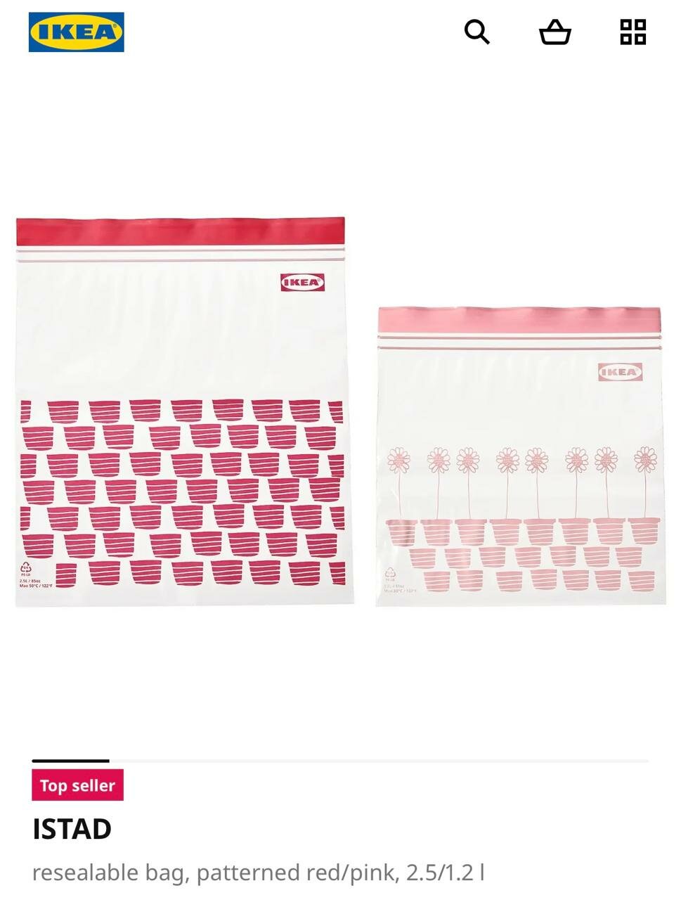 Пакеты IKEA ISTAD, многоразовый пакет zip-lock, для заморозки и хранения 1,2л/2,5л