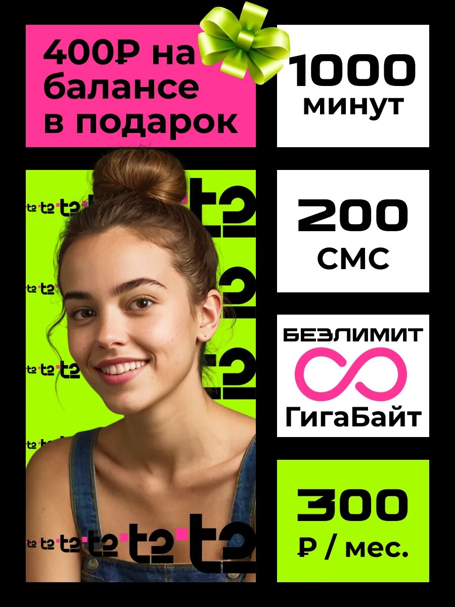 Сим карта Теле2 безлимитный интернет с балансом