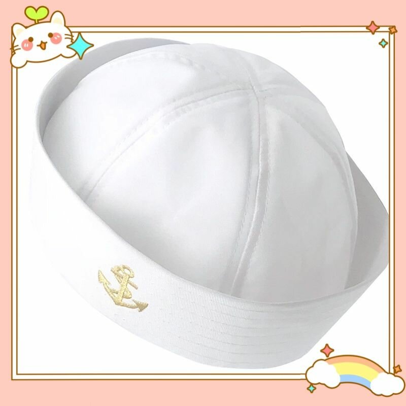 Эксклюзивная белая гофре шляпа моряка с вышитым якорем ВМФ