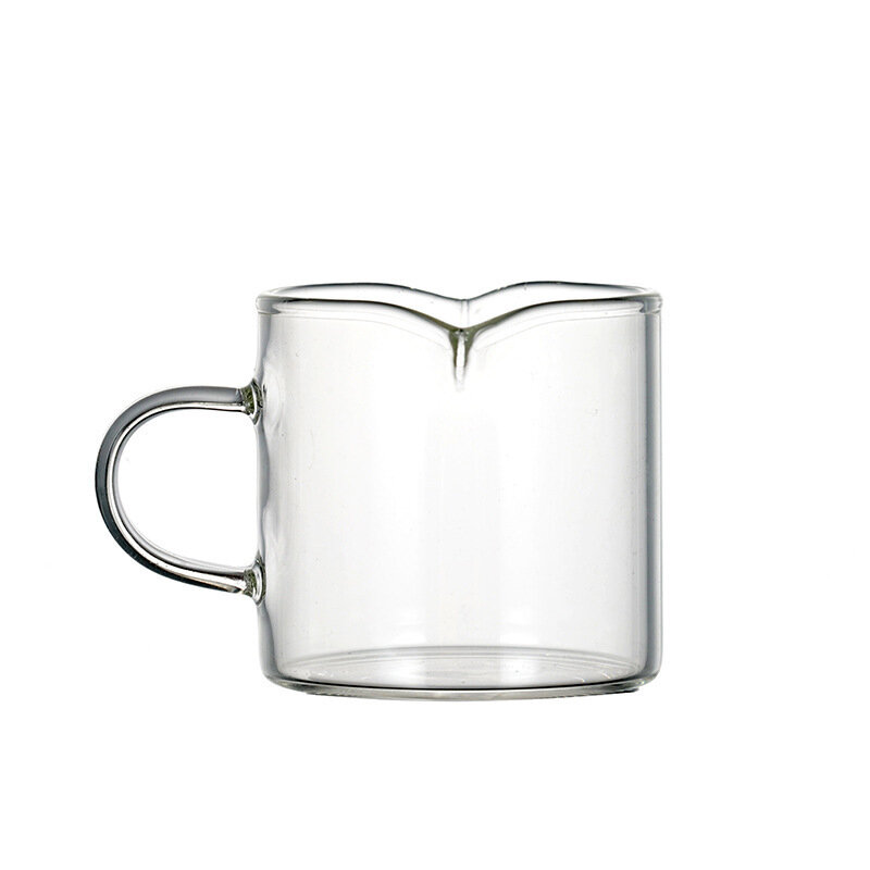 Оптовая продажа от производителя: термостойкая стеклянная чашка с двойным носиком для смешивания молока из высокоборосиликатного стекла с мерной шкалой, бытовая мерная чашка, оптовая продажа кофейных чашек.