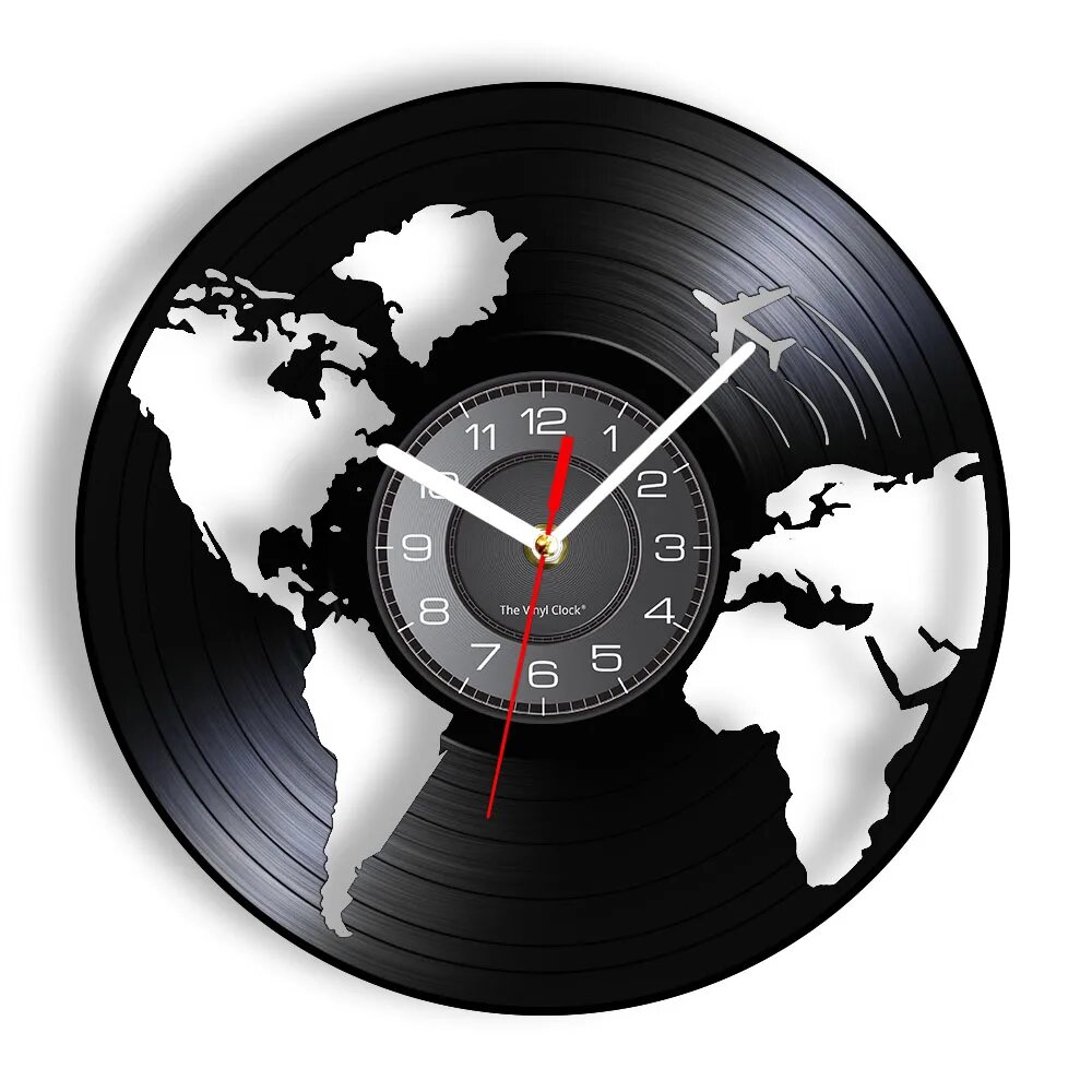 3D глобус Карта земли виниловая запись искусство стены путешествия подарки по всему миру карта земли декоративные настенные часы винтажные часы