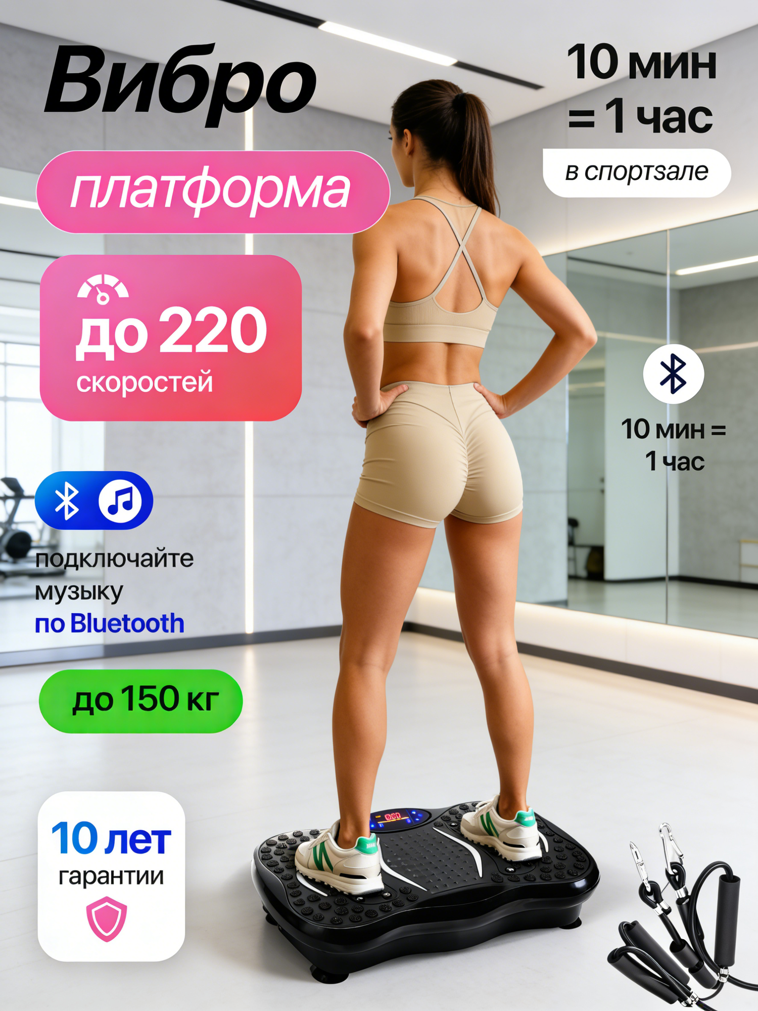 Виброплатформа, для похудения, кардио тренажер, степпер, черный, пластик