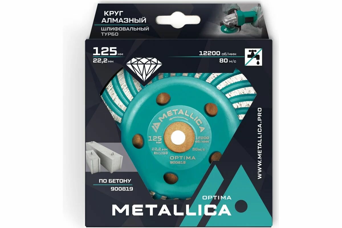 Чашка алмазная турбированная 125x22.2 мм METALLICA Optima 900819