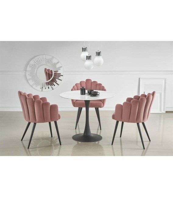 Стол обеденный Halmar AMBROSIO (белый мрамор/черный)