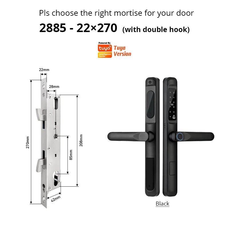 YRHAND Умный замок с отпечатком, A6 TYB 2885hook, черный
