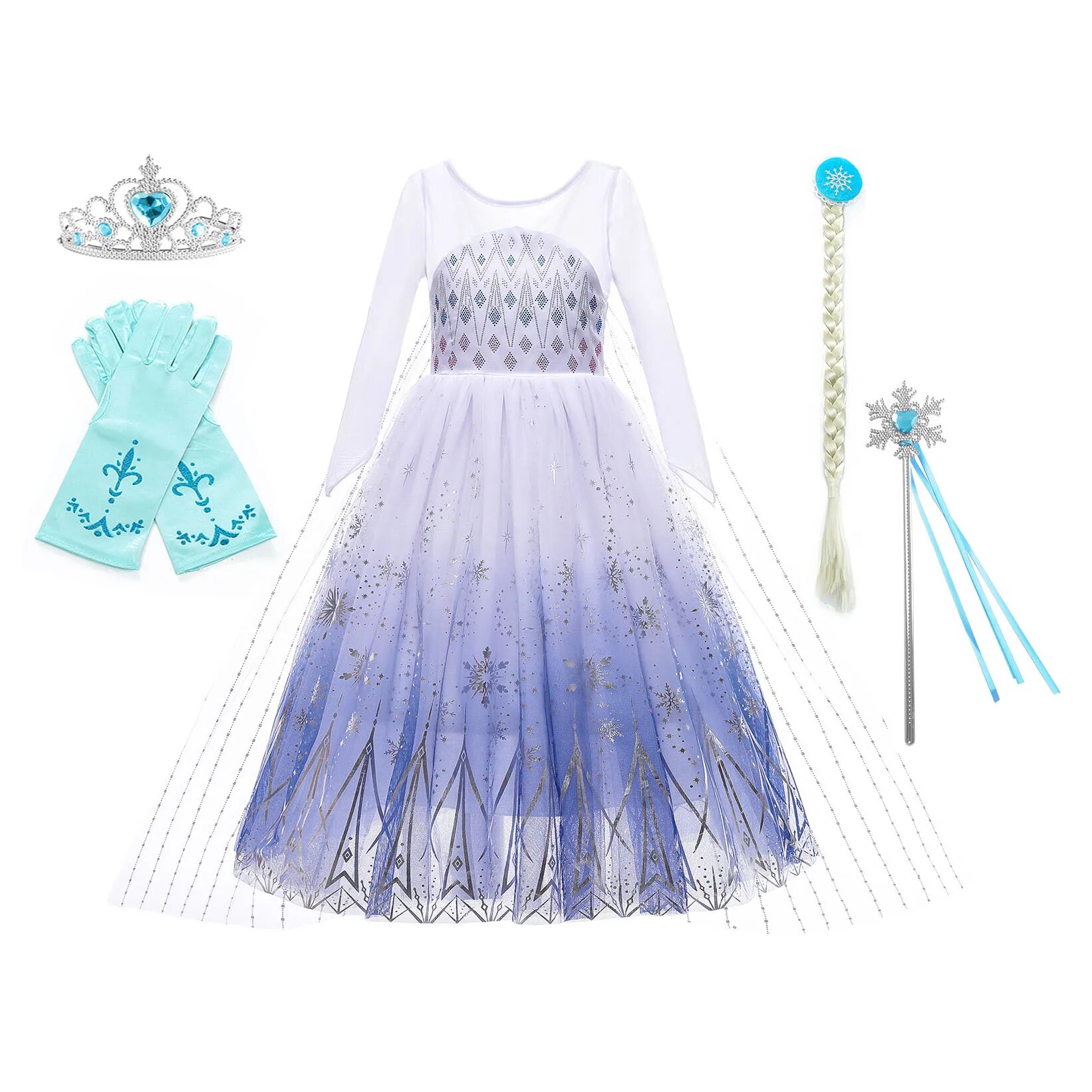 Синяя принцесса Снежная королева для маленьких девочек, карнавальное платье на Хэллоуин, Пасху, карнавальный костюм Эльзы, праздничное платье