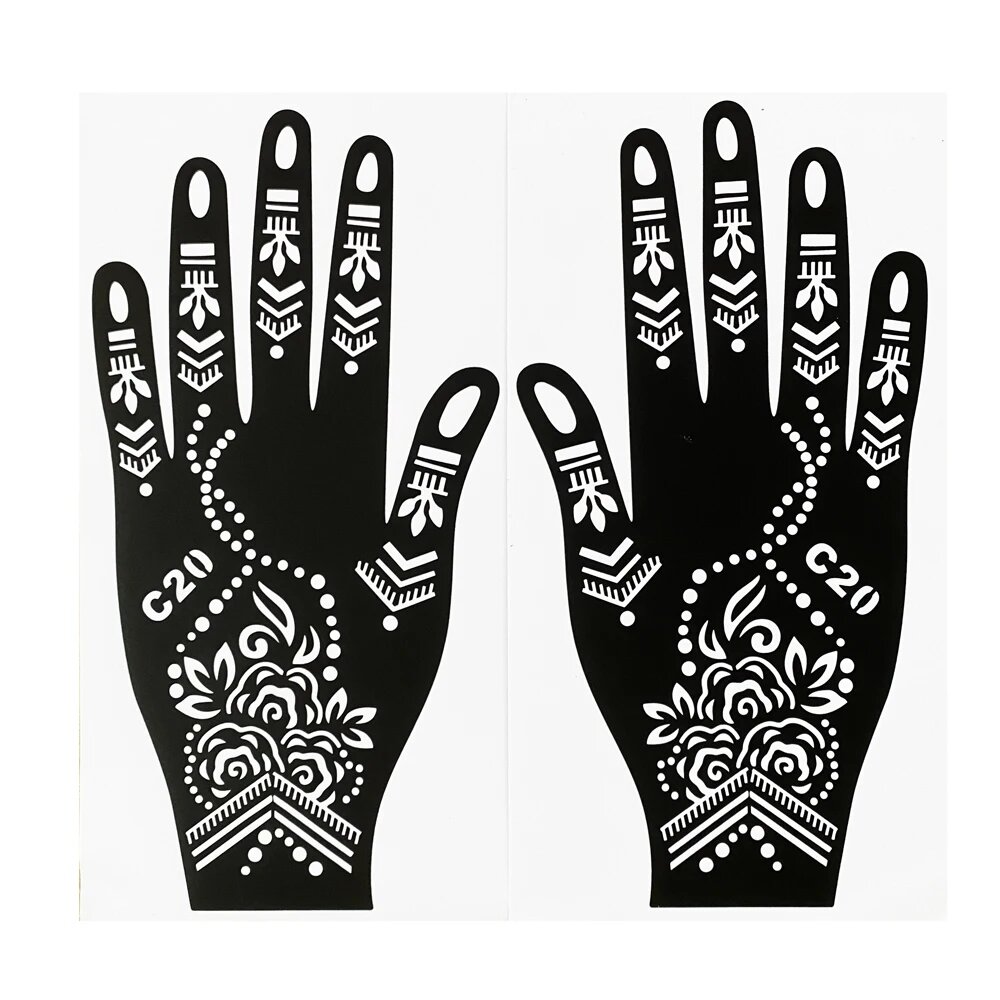 Трафареты для мехенди "Цветочные татуировки" C20