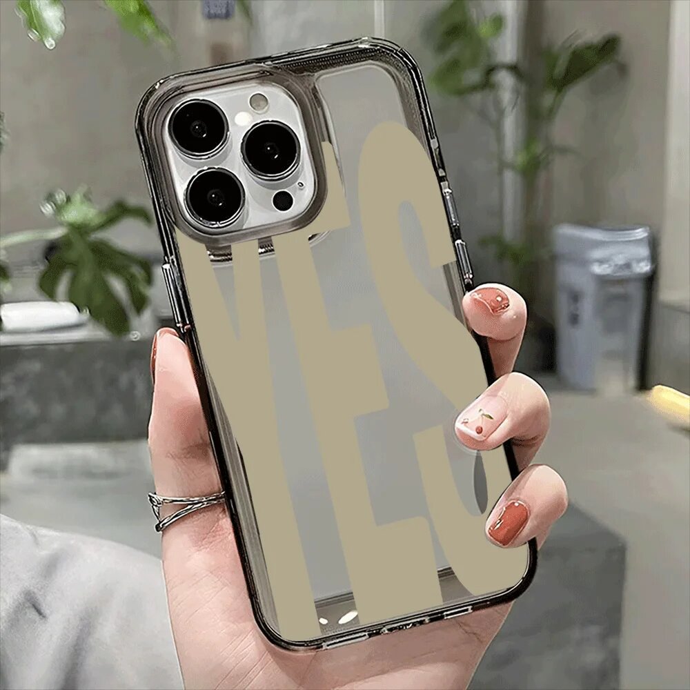 Чехол для iPhone 11/12/13/14/15 YES, прозрачный, черный