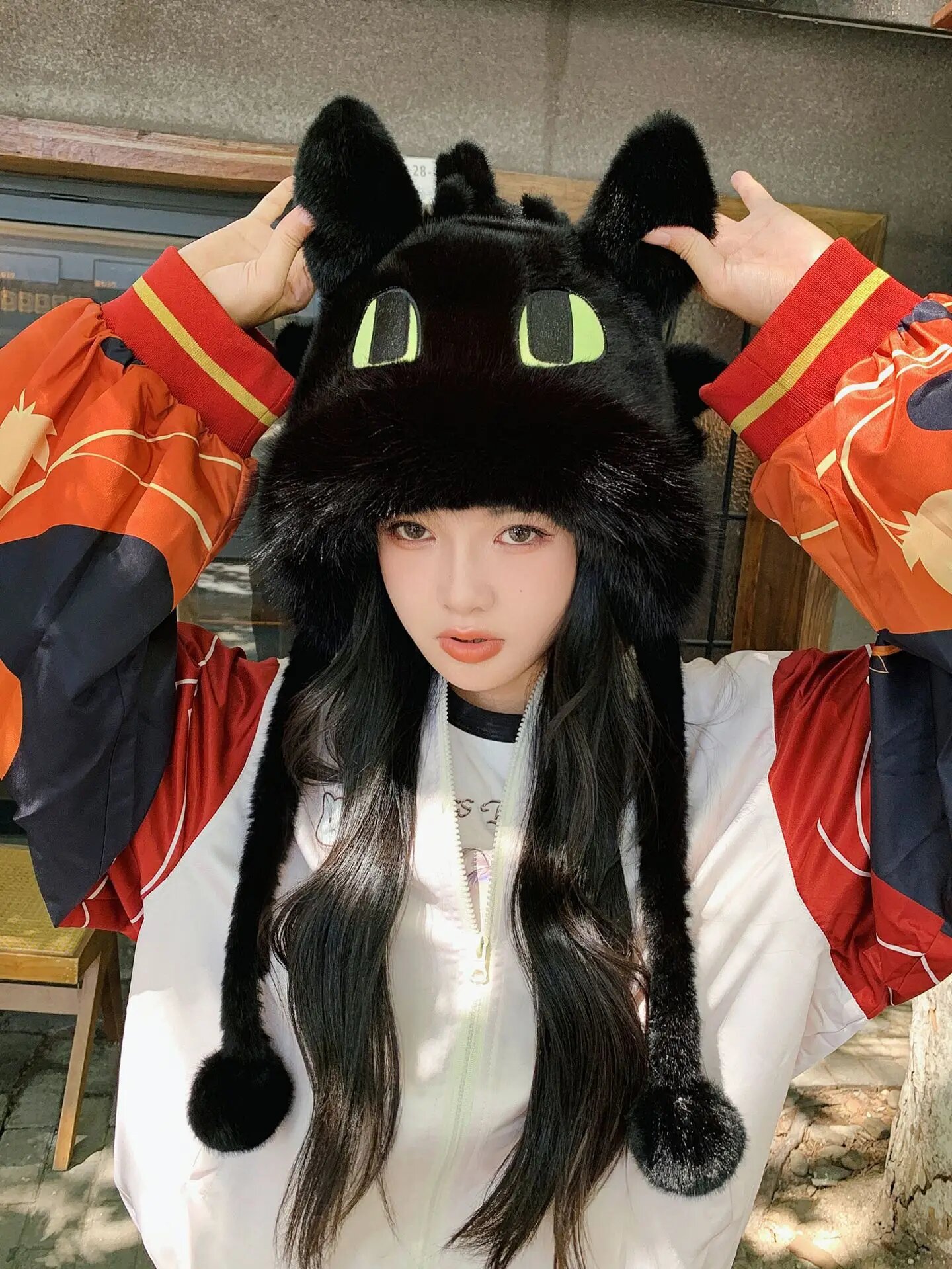 Шапка с ушками Toothless, черная
