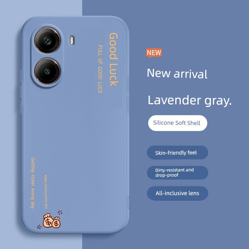 Жидкий силиконовый чехол для Xiaomi Redmi Turbo 4 - Полная защита, ударопрочный, лавандовый серый
