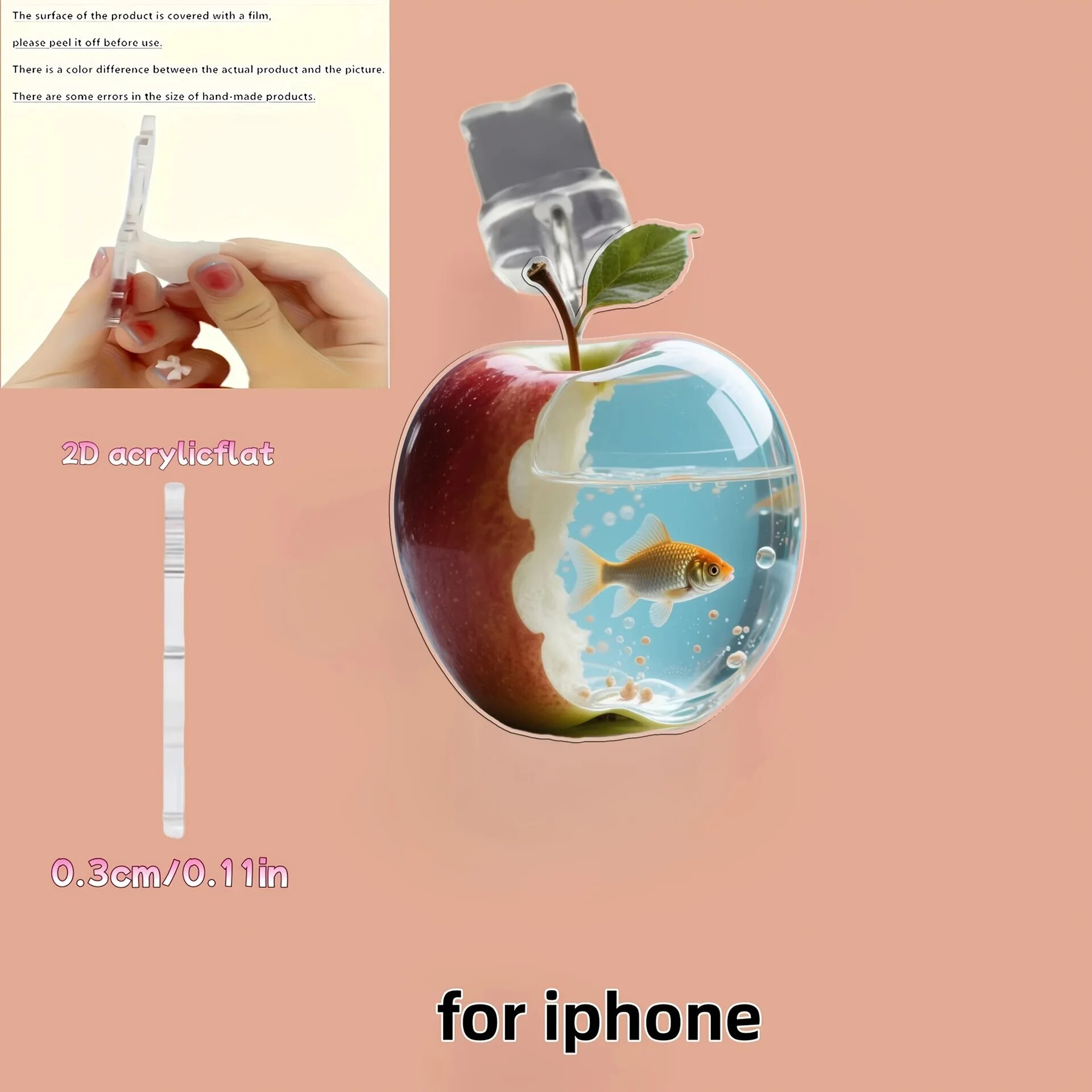 Заглушка для Type-C, Pink Apple, 2D, плоская