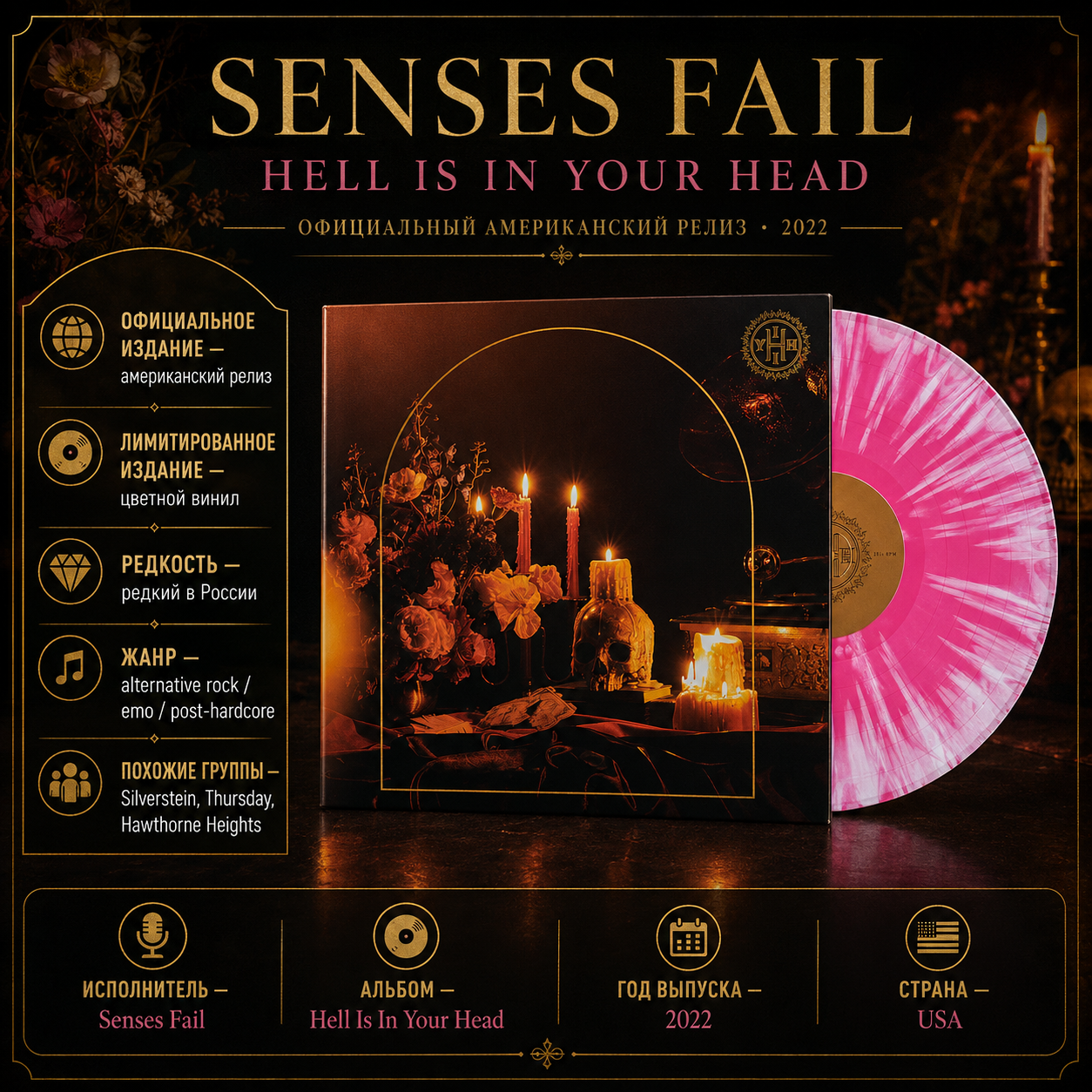 Senses Fail - Hell Is In Your Head (lim. colored LP) новая лимитированная цветная пластинка