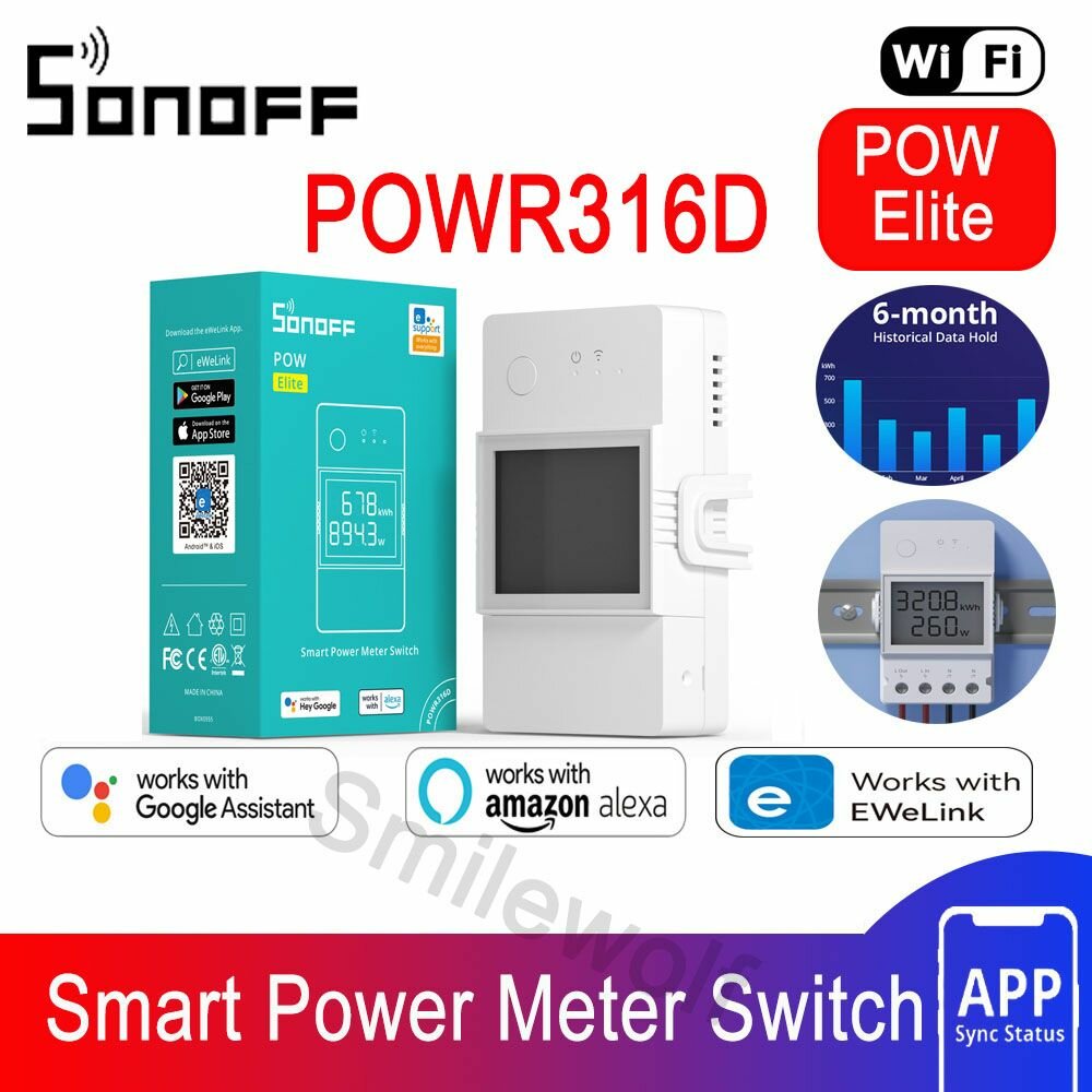Wi-fi реле / регистратор / датчик напряжения Sonoff POW Elite 16A POWR316D
