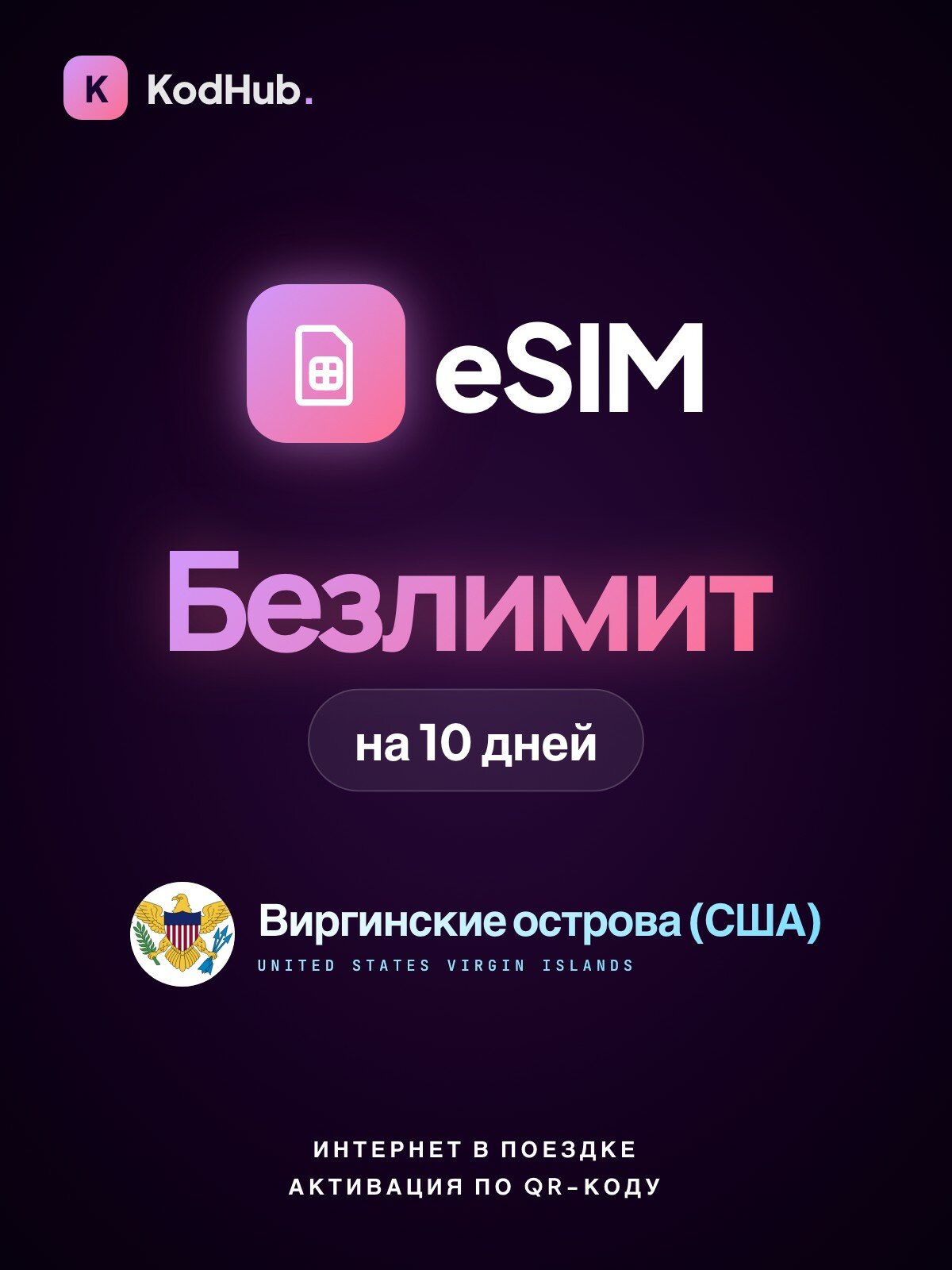 Туристическая eSIM Виргинские острова (США) безлимит на 10 дней | интернет в поездке, связь за границей