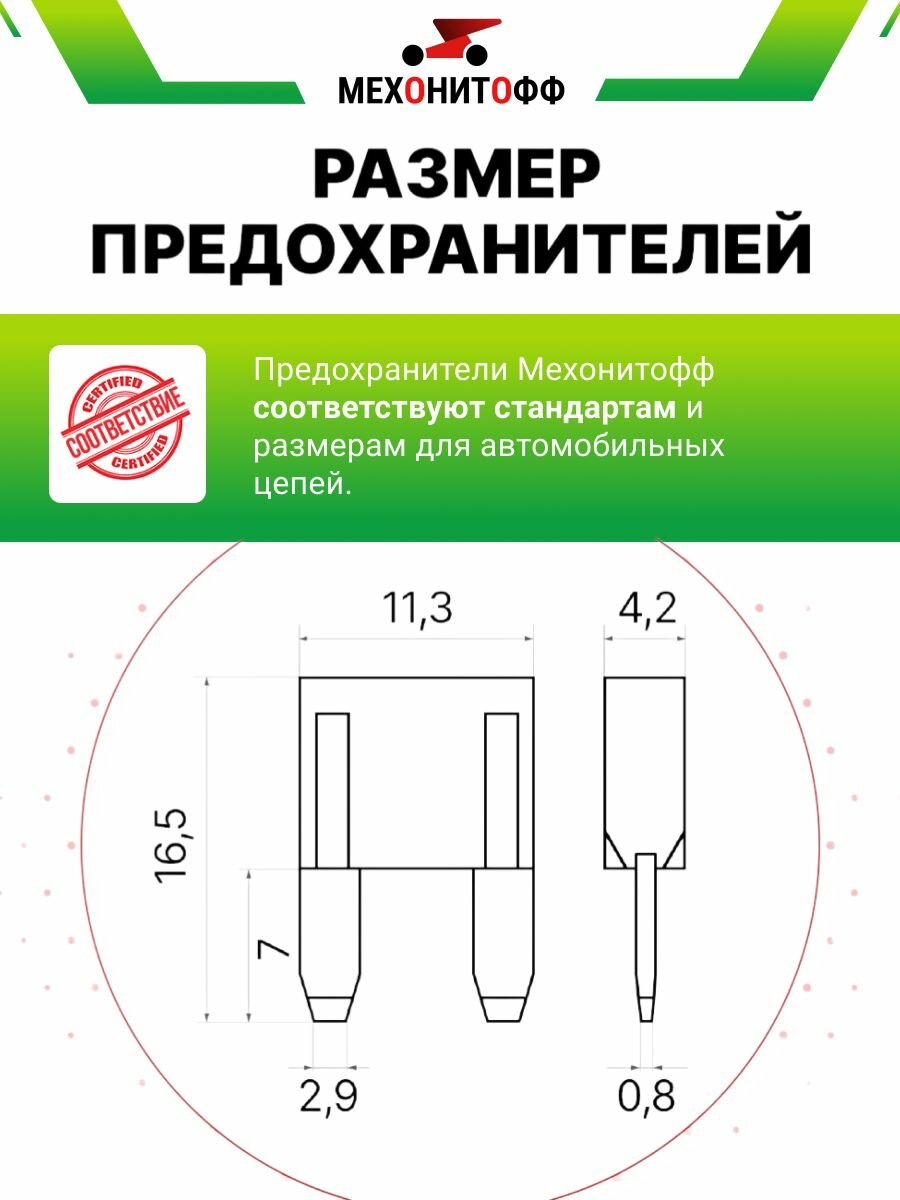 Предохранители Вортекс Тинго набор 10 шт Мини / Vortex — фото 1